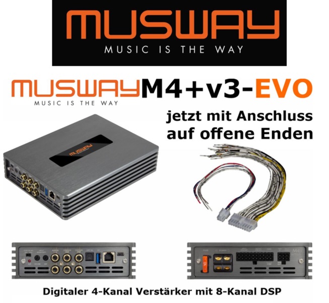 Musway M4+v3-EVO 4-KANAL CLASS D VERSTÄRKER MIT 8-KANAL DSP 540 Watt RMS